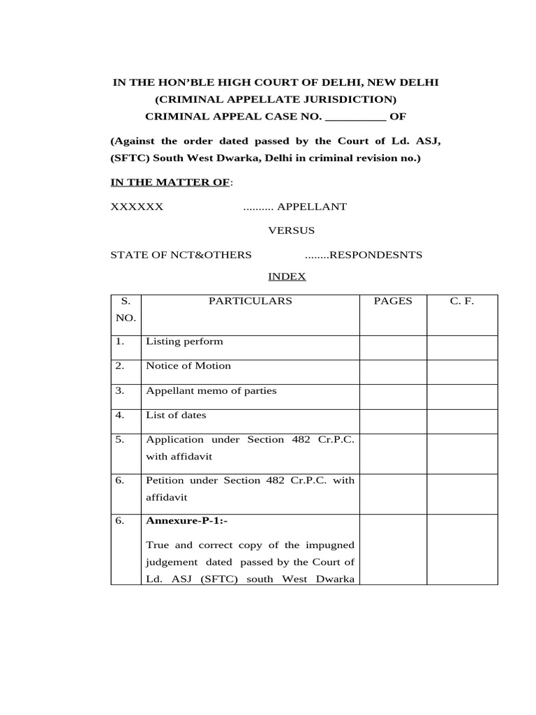 Appeal in High Court 498A | PDF | Appeal | Affidavit