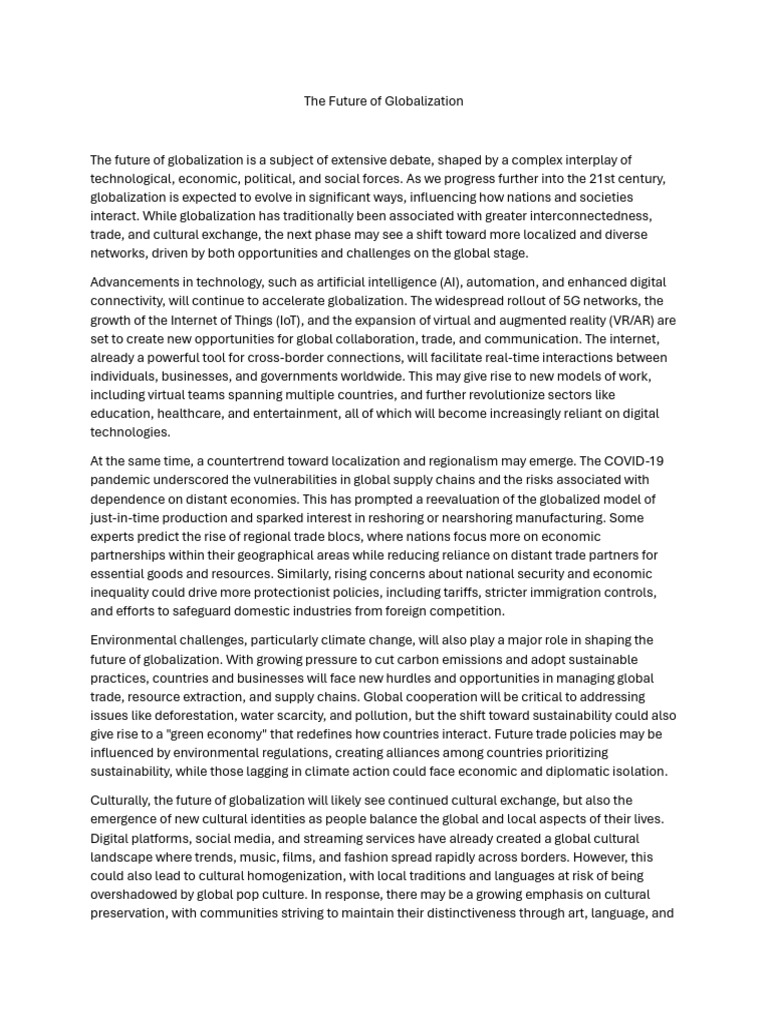 Globalization's Evolving Landscape | PDF | Globalization | Sustainability