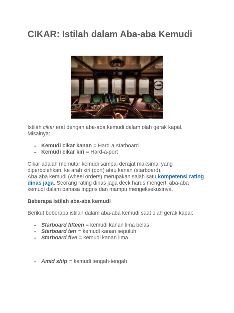 Aba-Aba Kemudi | PDF | Kajian Bahasa Asing