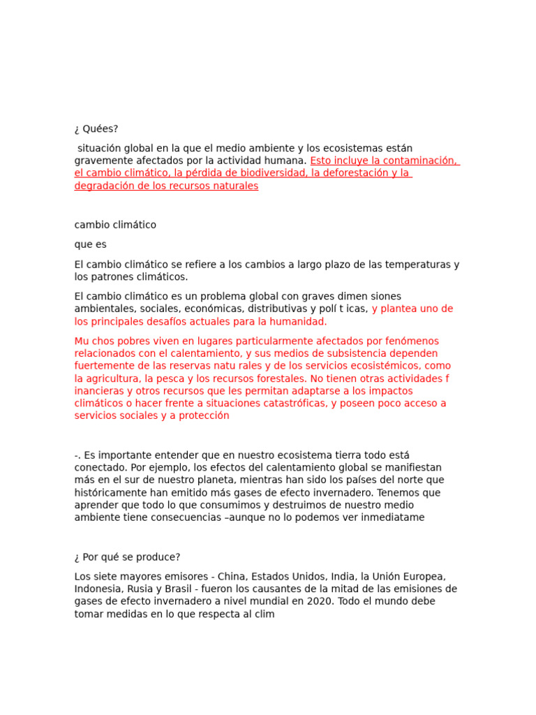 Crisis Ambiental y Cambio Climático | PDF | Gases de efecto invernadero ...