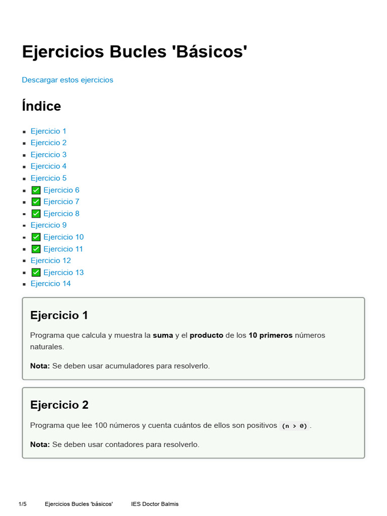 2 Ejercicios Bucles Parte1 | PDF | División (Matemáticas) | Matemáticas