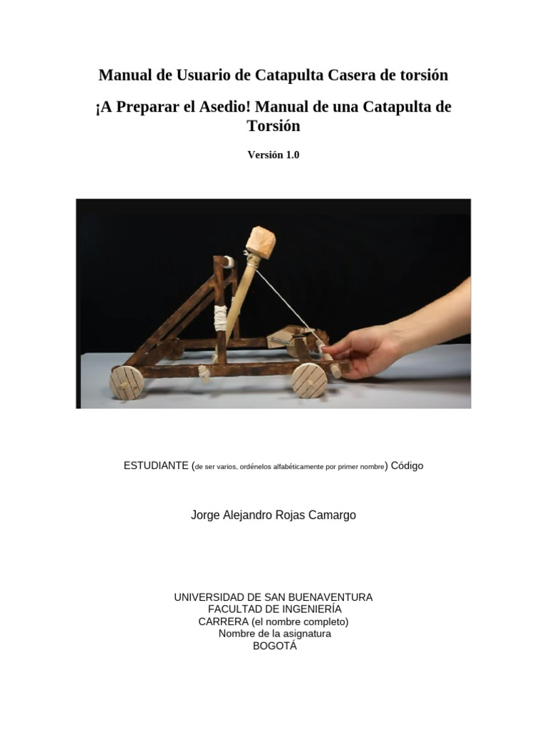 Construcción de Catapulta Casera de Torsión | PDF | Madera | Proyectiles