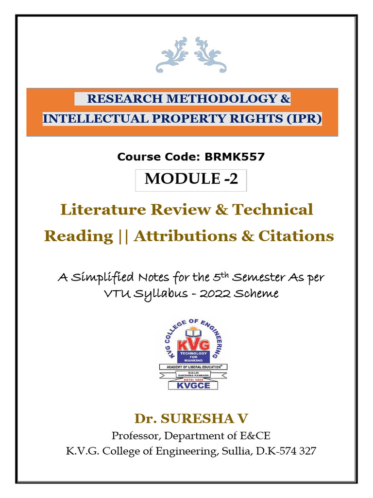 RM & IPR - Module 2 - Final by DR - Suresha V - BRMK557 | PDF | Citation | Methodology