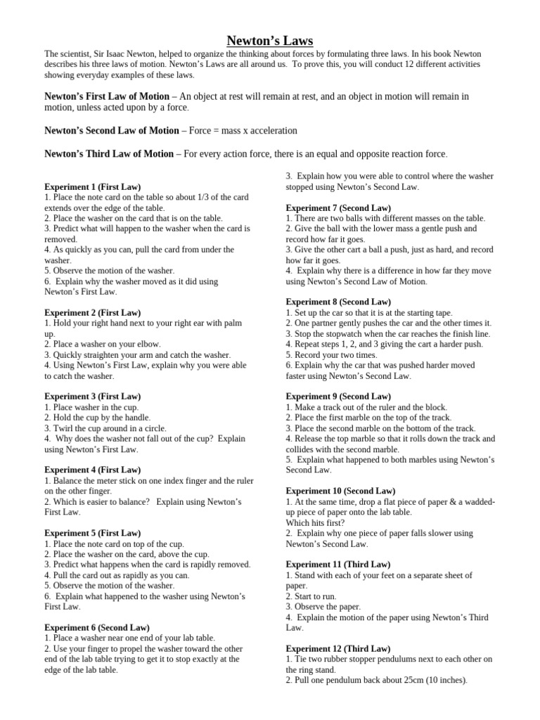 Newton Lab | PDF | Force | Newton's Laws Of Motion