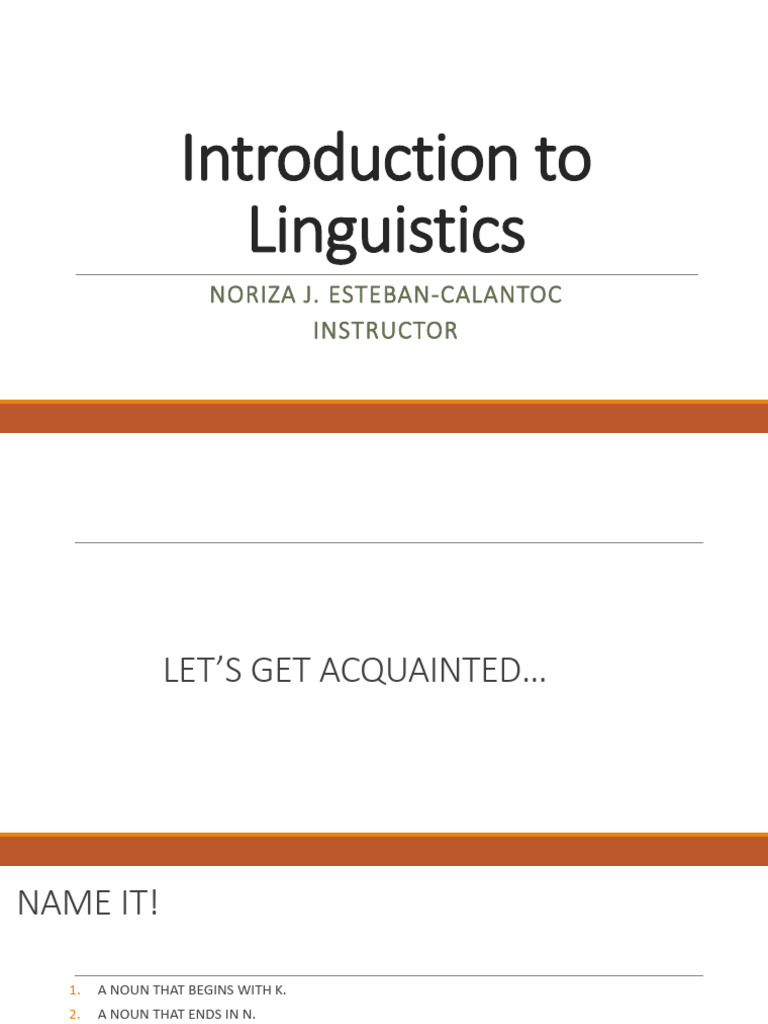 Introduction To Linguistics | PDF | Semantics | Linguistics
