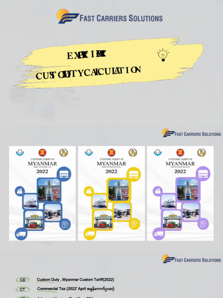 Export Import Duty Calculation Myanmar | PDF