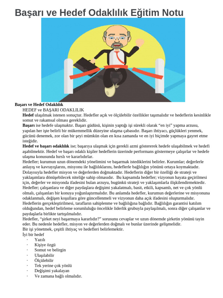 Başarı Ve Hedef Odaklılık Eğitim Notu | PDF