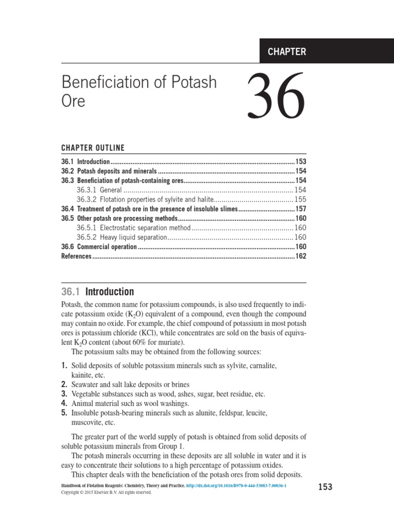 Chapter 36 - Beneficiation of Potash Ore | PDF | Potassium Chloride ...