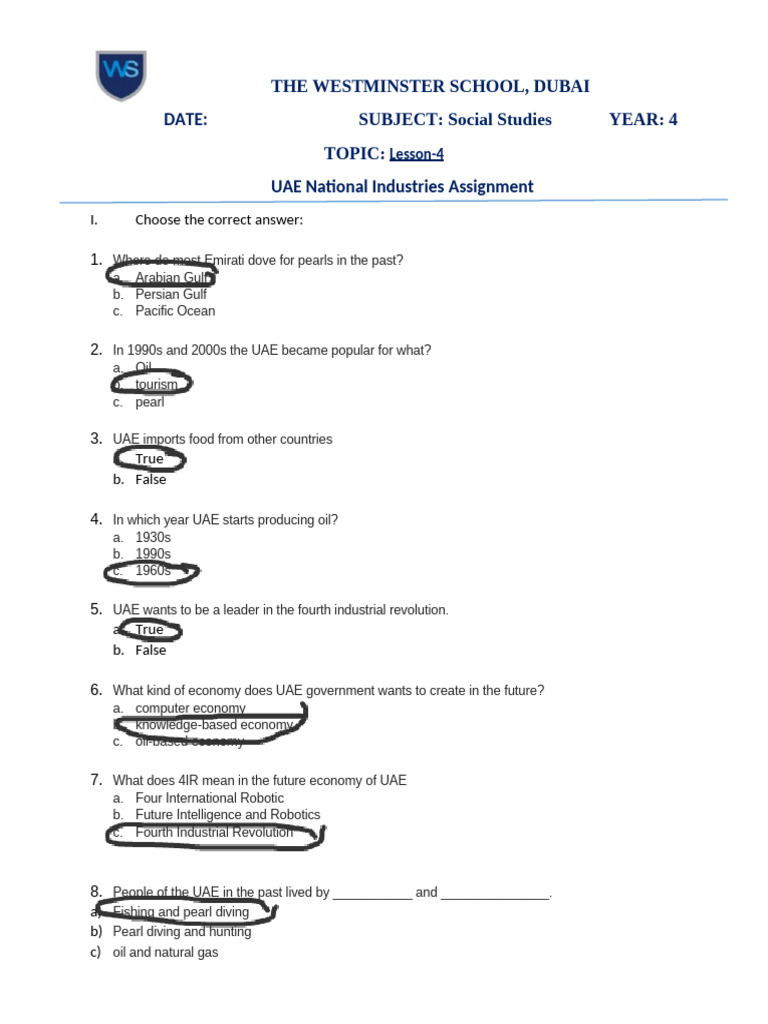 Yr 4 - GEO - WK 24 - D2 - UAE National IndustriesAssignment | PDF | Travel