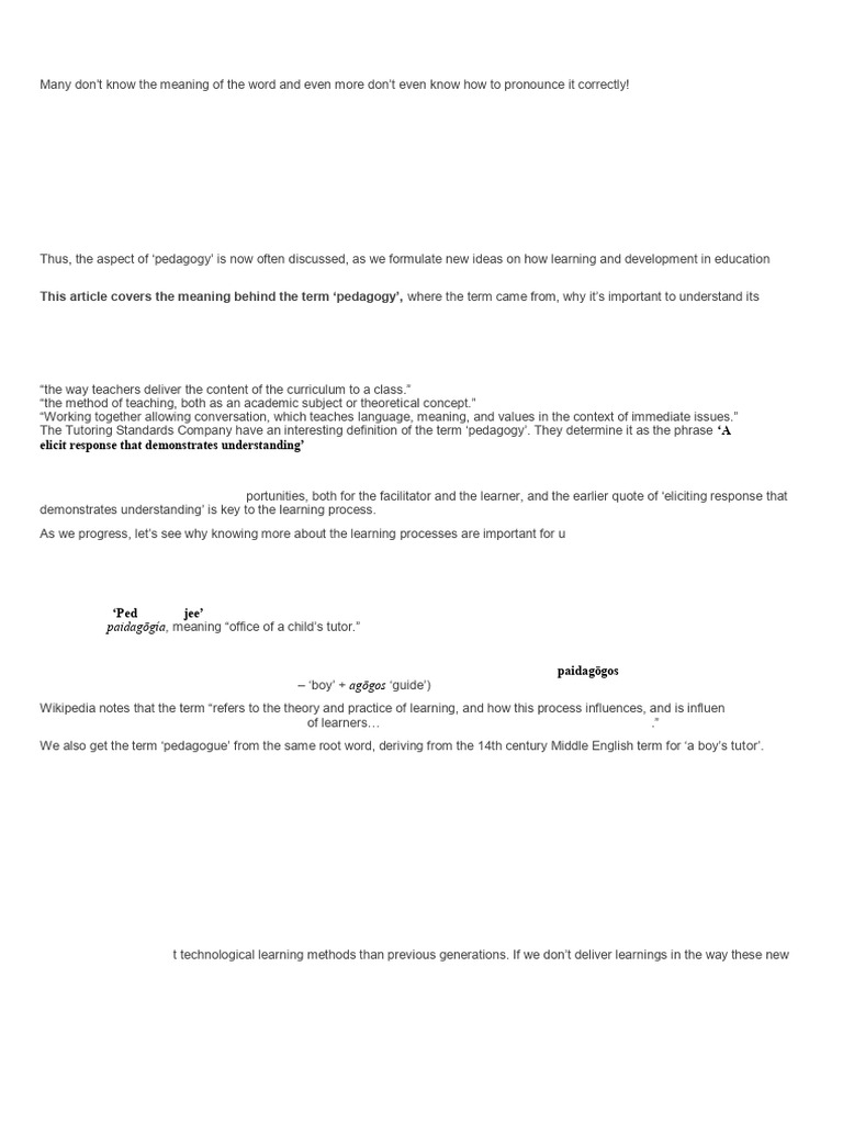 What Is Pedagogy in Education and Learning | PDF | Pedagogy | Learning
