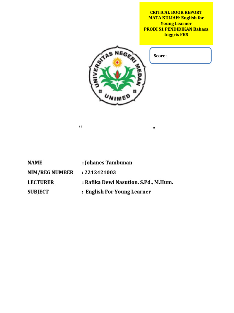 Critical Book Report EYL Johanes Tambunan | PDF | English As A Second ...