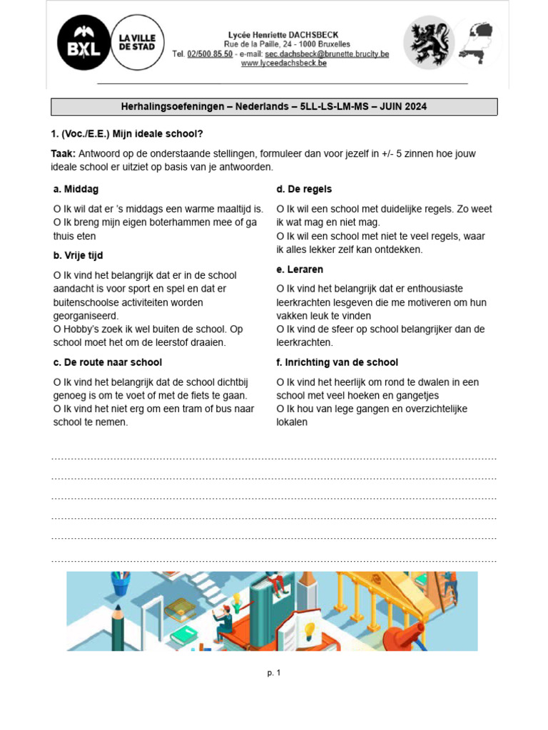 Herhalingsoefeningen - Nederlands - 5LL-LS-LM-MS - JUIN 2024 1. (Voc./E ...
