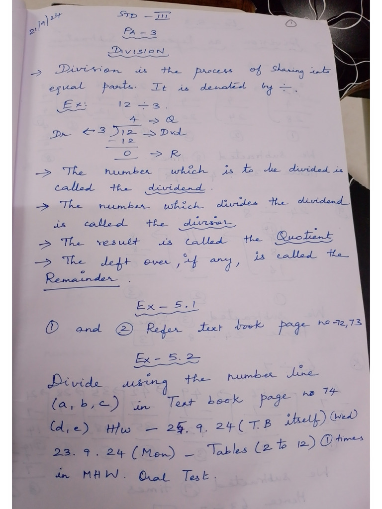 STD III Pa3 Division CW Notes-1 | PDF