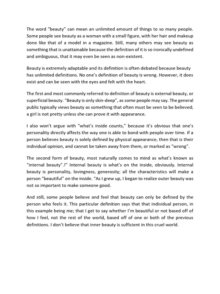 What Makes A Person Beautiful Essay | PDF | Career & Growth | Self ...