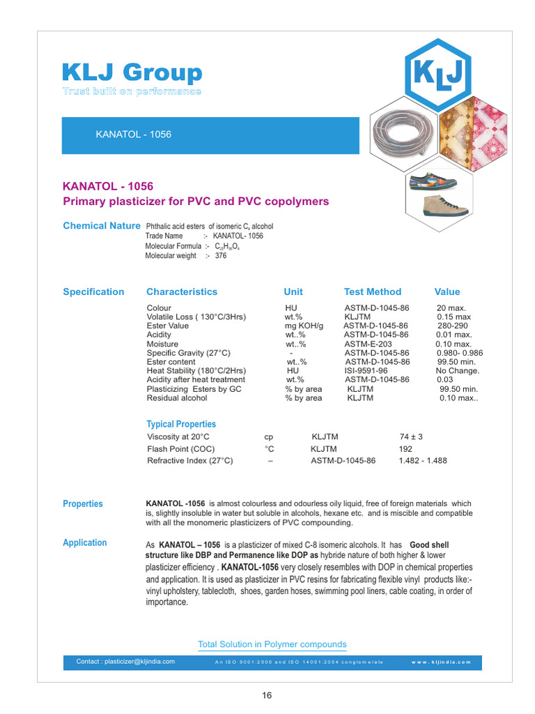 KANATOL-1056 | PDF | Polyvinyl Chloride | Ester