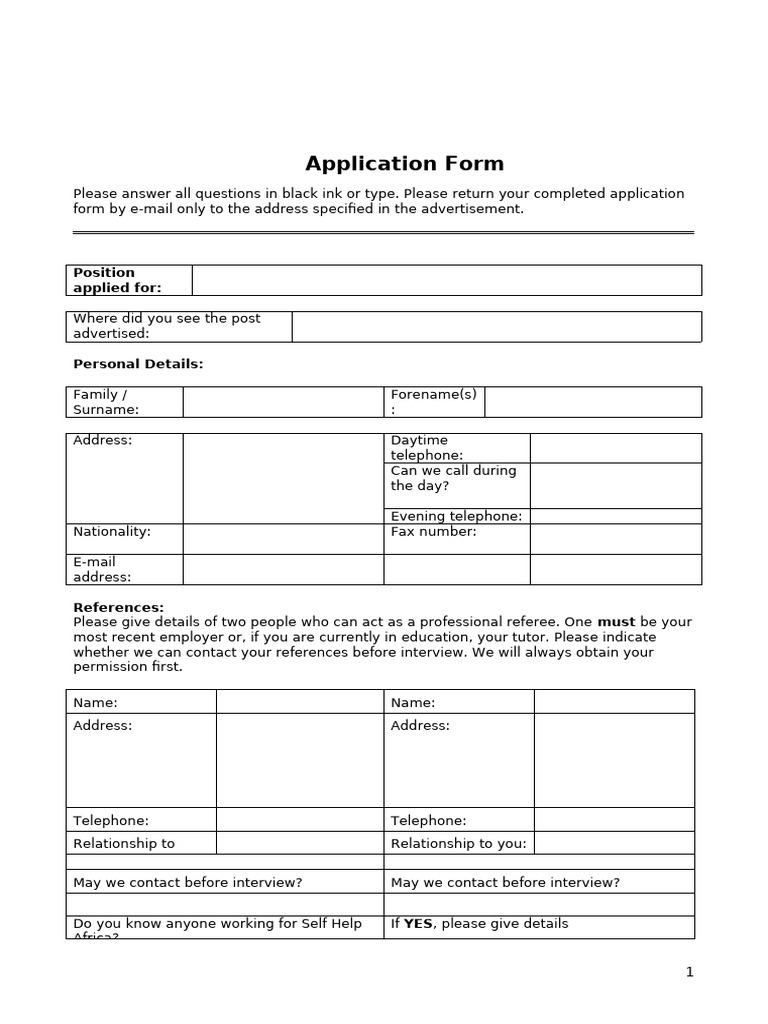Job Application Form Template | PDF | Employment | Business