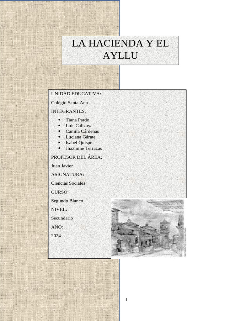 LA HACIENDA Y EL AYLLU Grupo 2 - Segundo Blanco de Secundaria | PDF ...