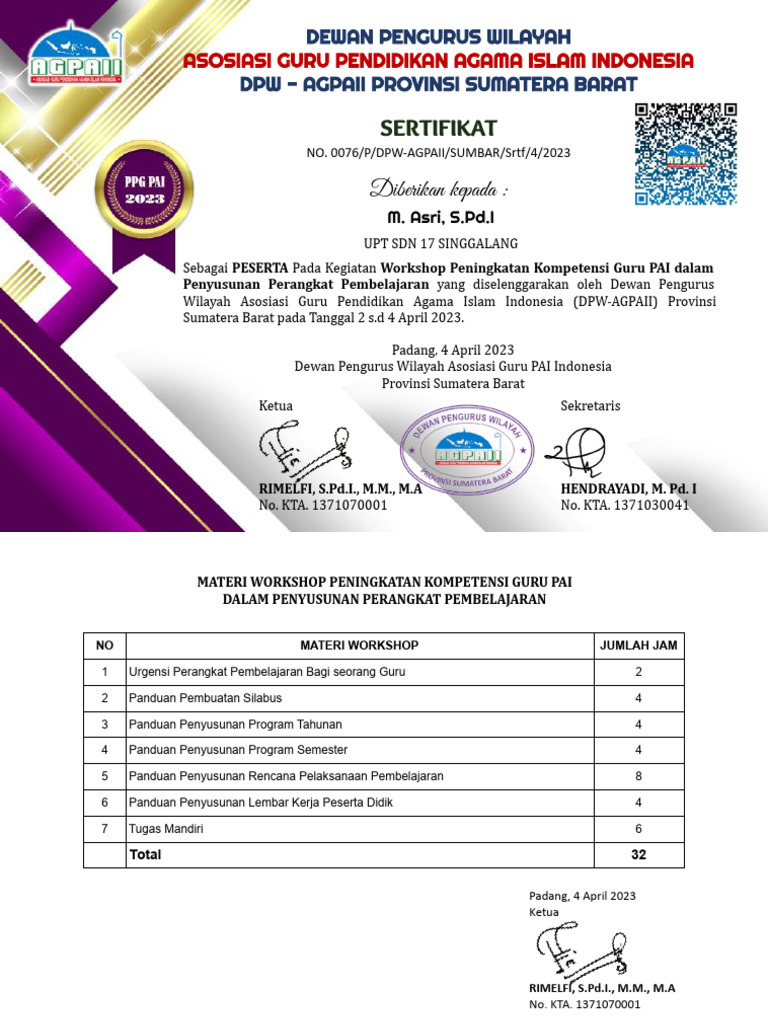 M. Asri, S.Pd.I sert-PBM | PDF