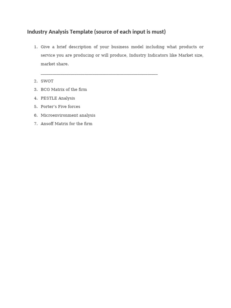 Industry Analysis Template 2024 | PDF