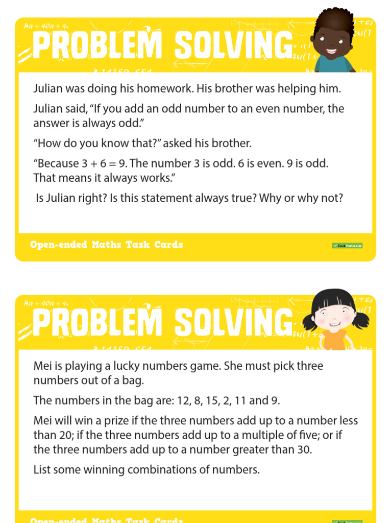 Open-Ended Math Problem Solving Cards | PDF | Mathematics