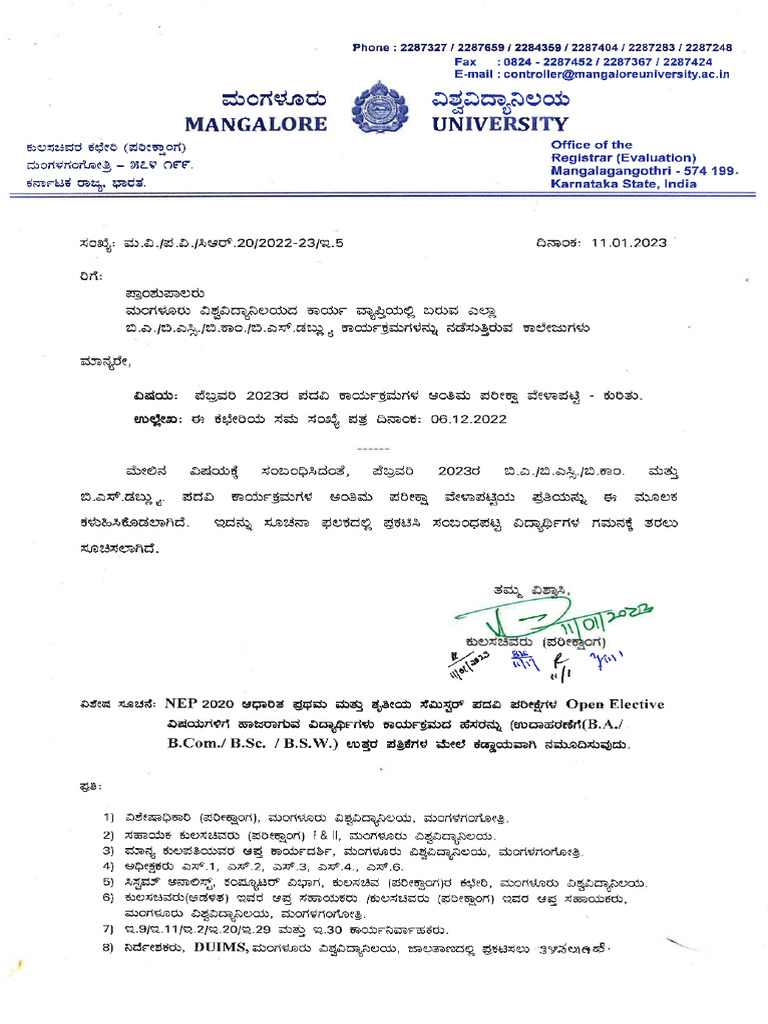 Final Time Table BA BCOM BSC | PDF