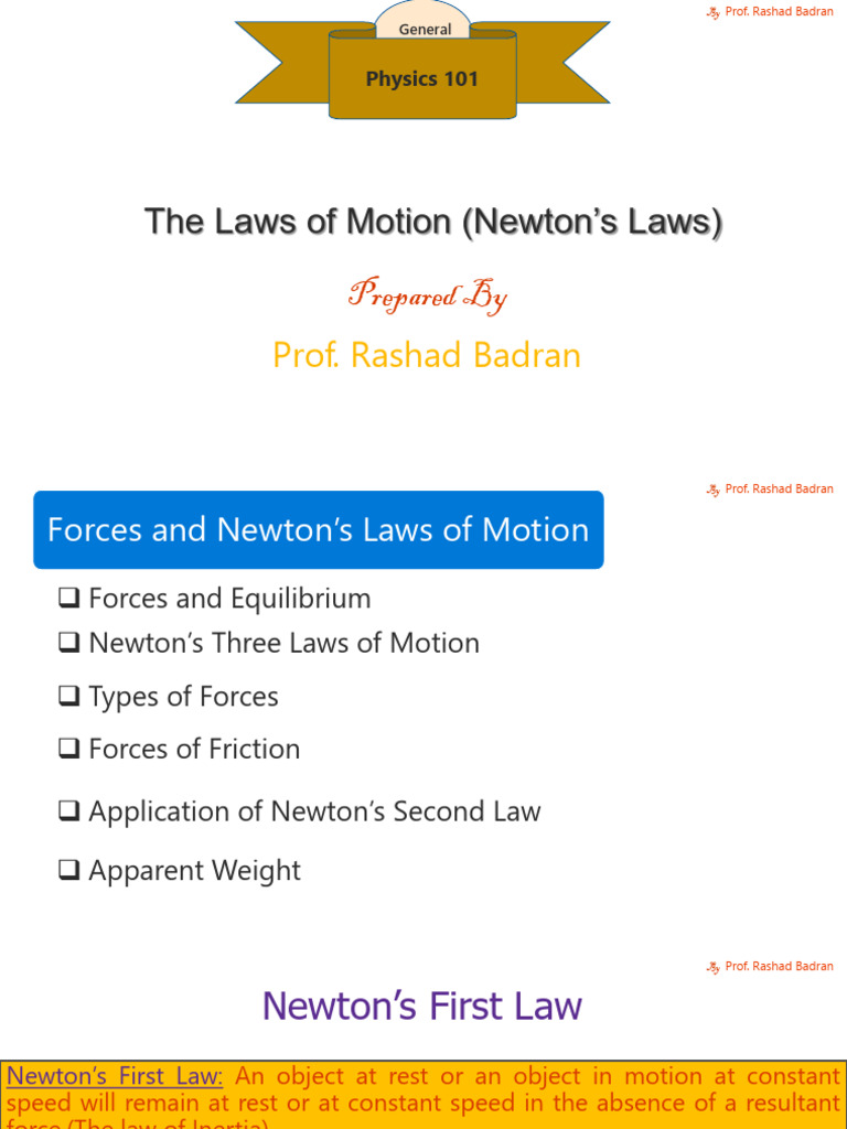 All Newton Laws Physics 101 | PDF | Force | Friction
