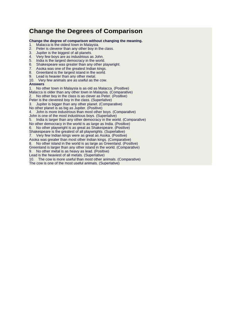 Degreee of Comparrioson | PDF