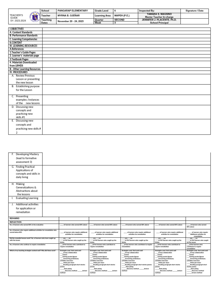 BLANK COT | PDF | Teachers | Learning