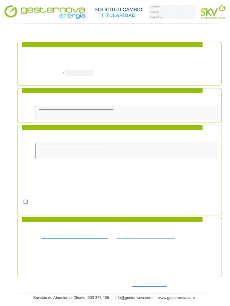 Formulario - Cambio Titularidad y SEPA | PDF