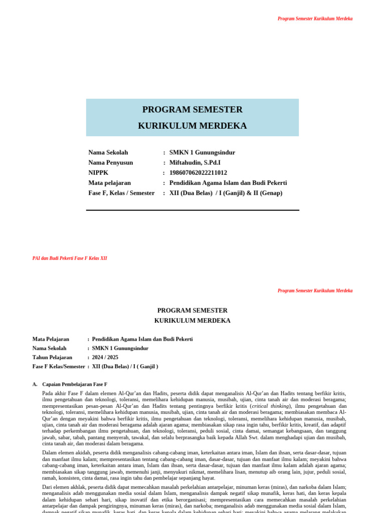 PROMES Kurikulum Merdeka | PDF