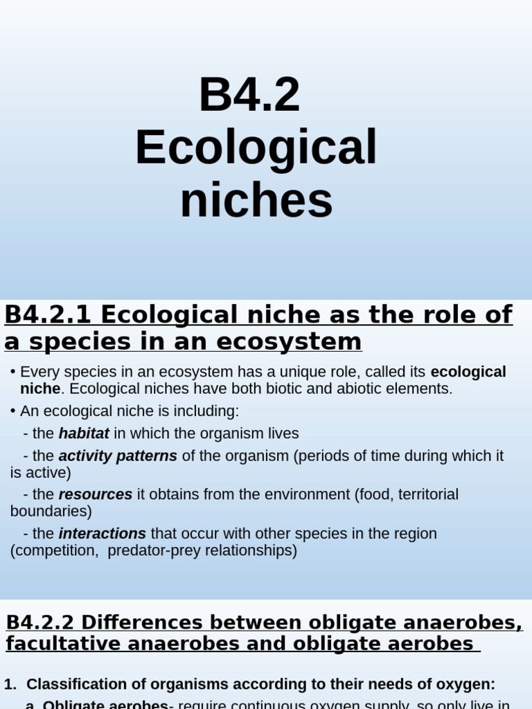 Ecological Niches and Organism Roles | PDF | Nutrition | Diet & Nutrition