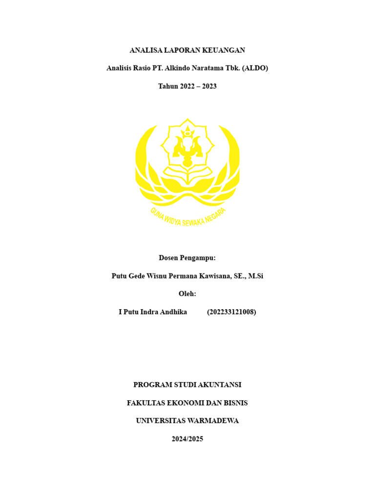 Analisis Keuangan PT. Alkindo 2023 | PDF