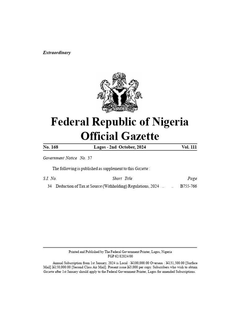 Nigeria's 2024 Withholding Tax Guide | PDF | Taxes | Tax Deduction