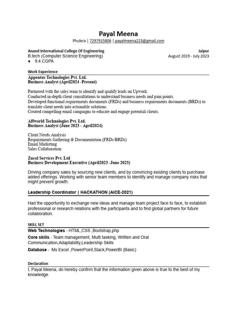 Payal 2023 | PDF | Career & Growth