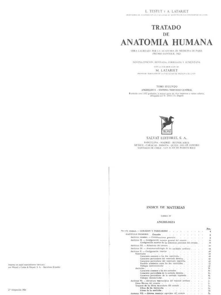 Testut, Latarjet (1951), Anatomía Humana Tomo 2 | PDF