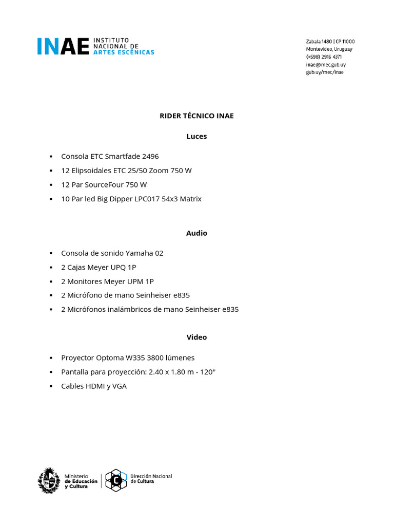 Rider Técnico INAE 2023 | PDF