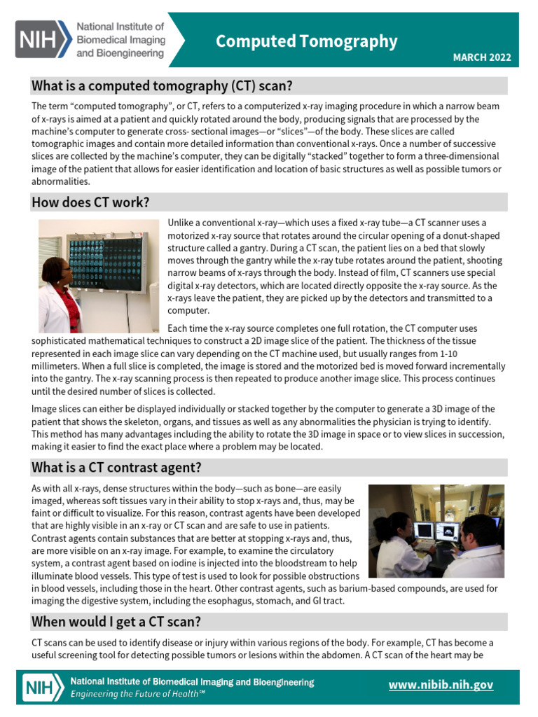 Fact Sheet Computed Tomography | PDF | Ct Scan | Radiation Therapy
