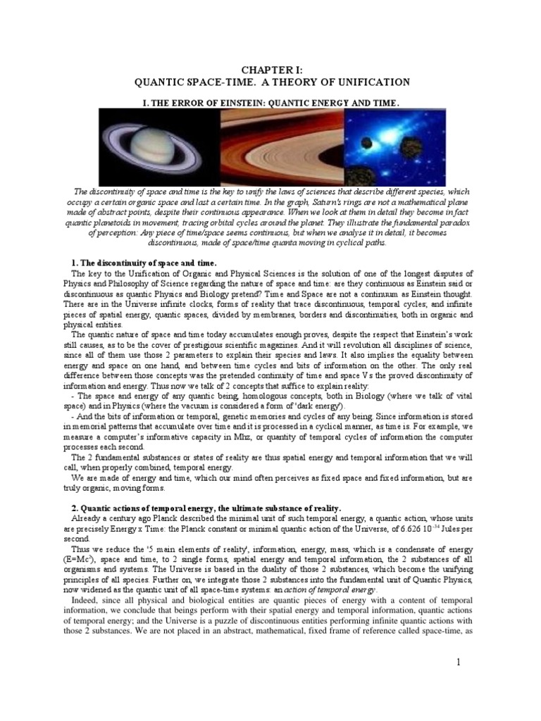 Quantic Space-Time Unification Theory | PDF | Time | Space