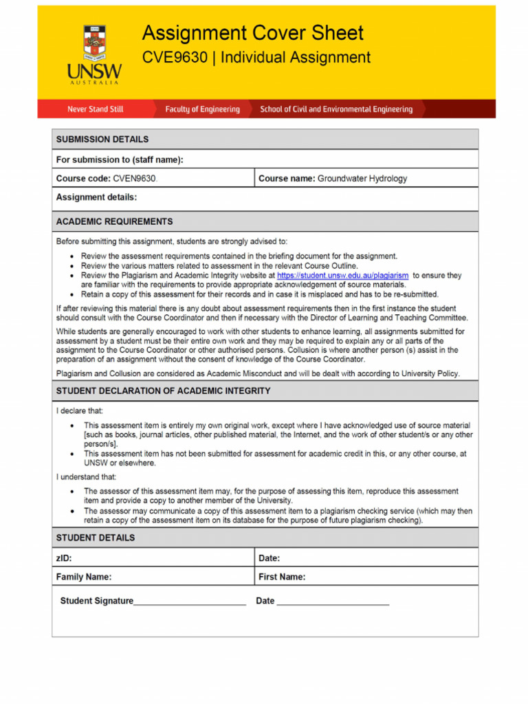 2020 - CVEN9630 - Assignment 1A-Printed | PDF