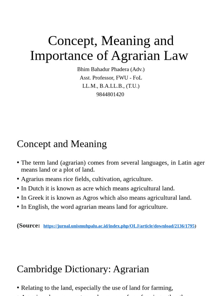1.1 Concept and Meaning of Agrarian Law | PDF | Agriculture ...