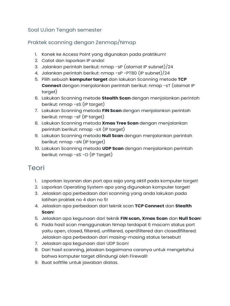 Soal UTS Keamanan Jarkom 2024 | PDF