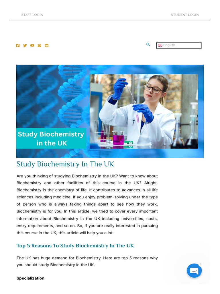 Study Biochemistry in The UK - AIMS Education | PDF | University ...