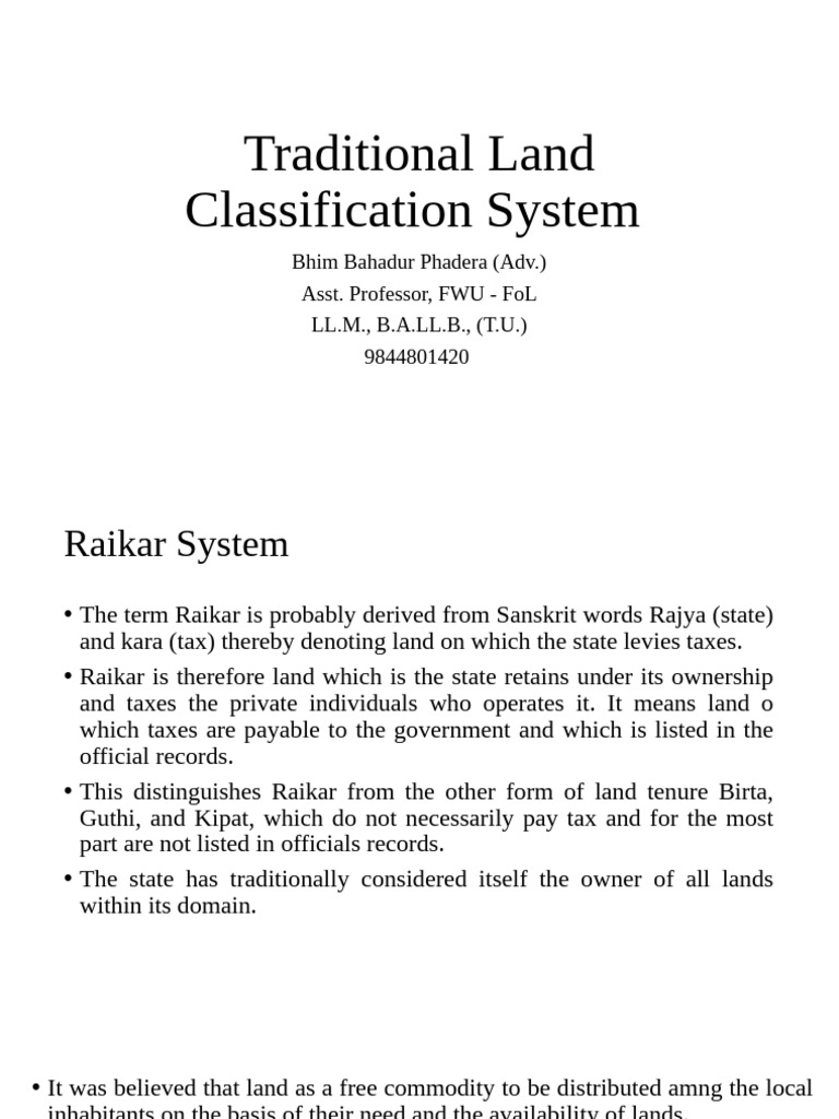 2.1.1 Traditional Land Classification | PDF | Taxes | Landlord