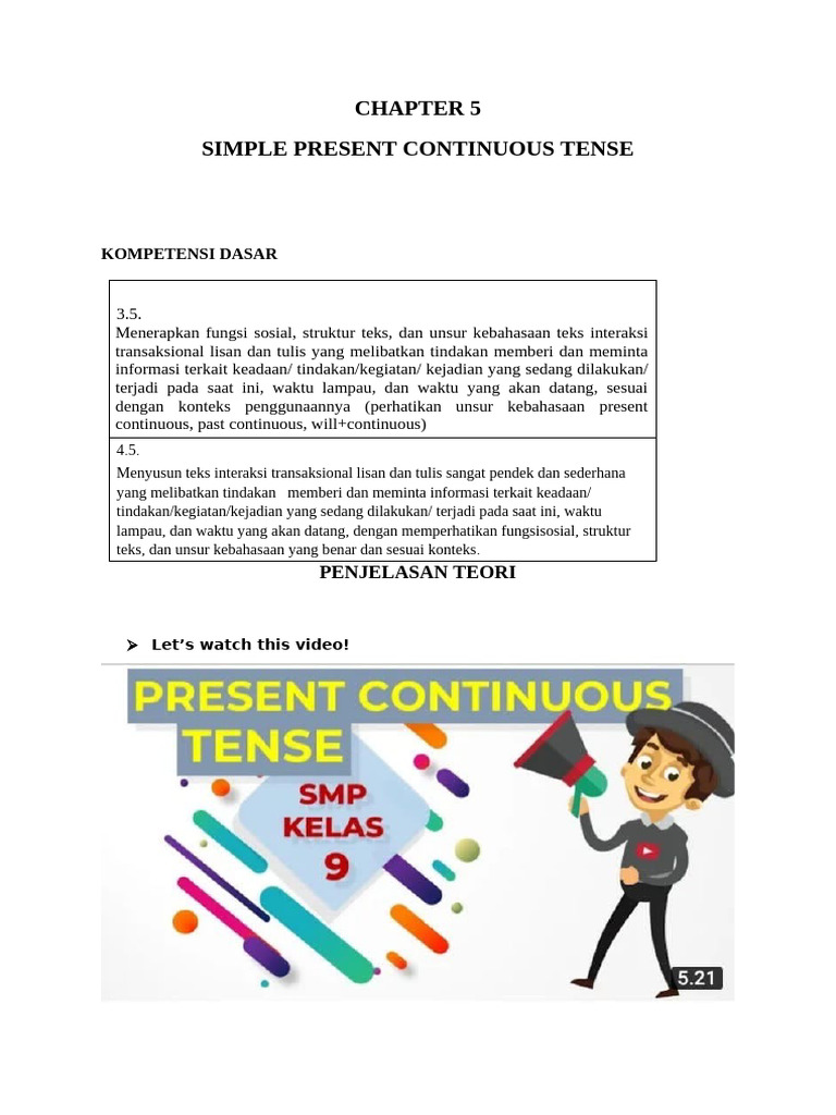 Bahan Ajar Present Continious | PDF | Semantic Units | Linguistic Typology