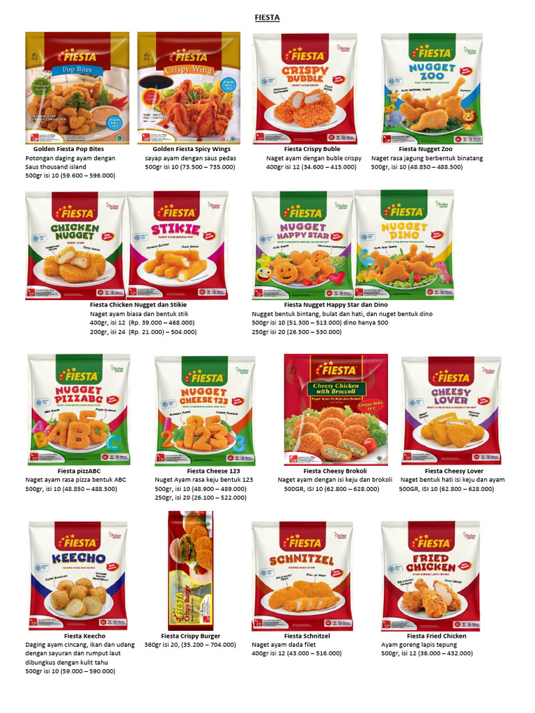 Katalog Produk Fiesta Frozen Food | PDF | Memasak, Makanan, & Anggur