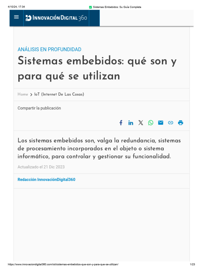 Guía Completa sobre Sistemas Embebidos | PDF | Sistema Integrado ...