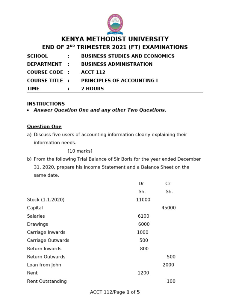 ACCT 112 - Principles of Accounting I | PDF | Cheque | Banks