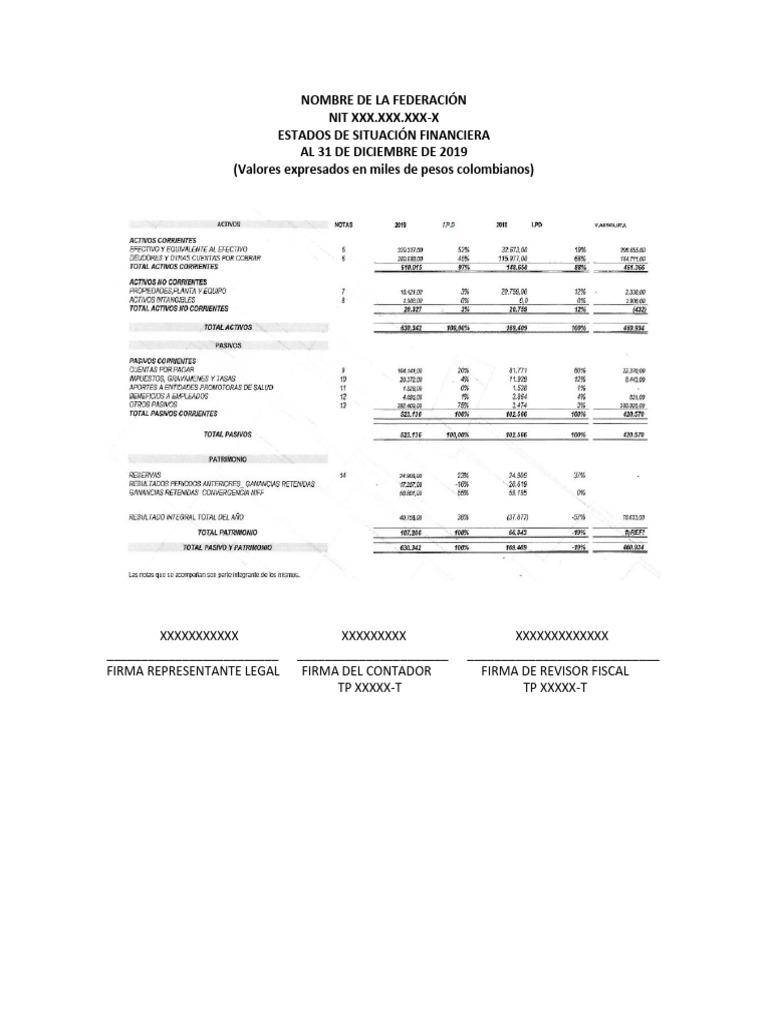 EJEMPLO de Presentacion de Estados Financieros | PDF | Contabilidad ...