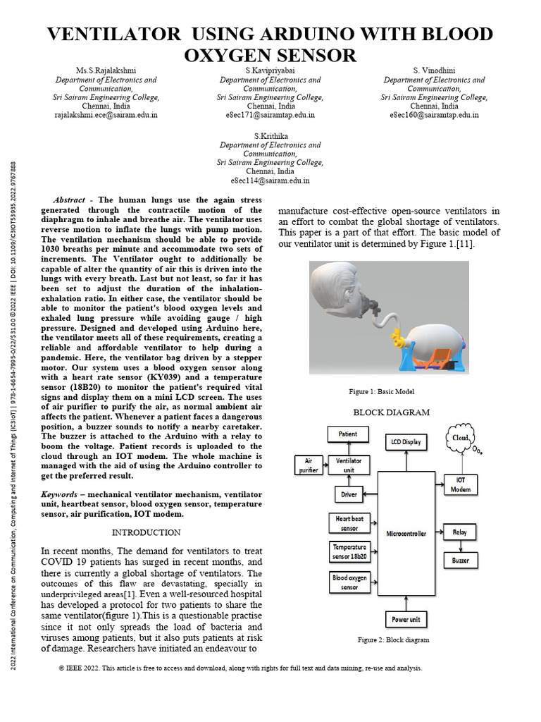 Ventilator Using Arduino With Blood Oxygen Sensor | PDF | Pulse | Heart