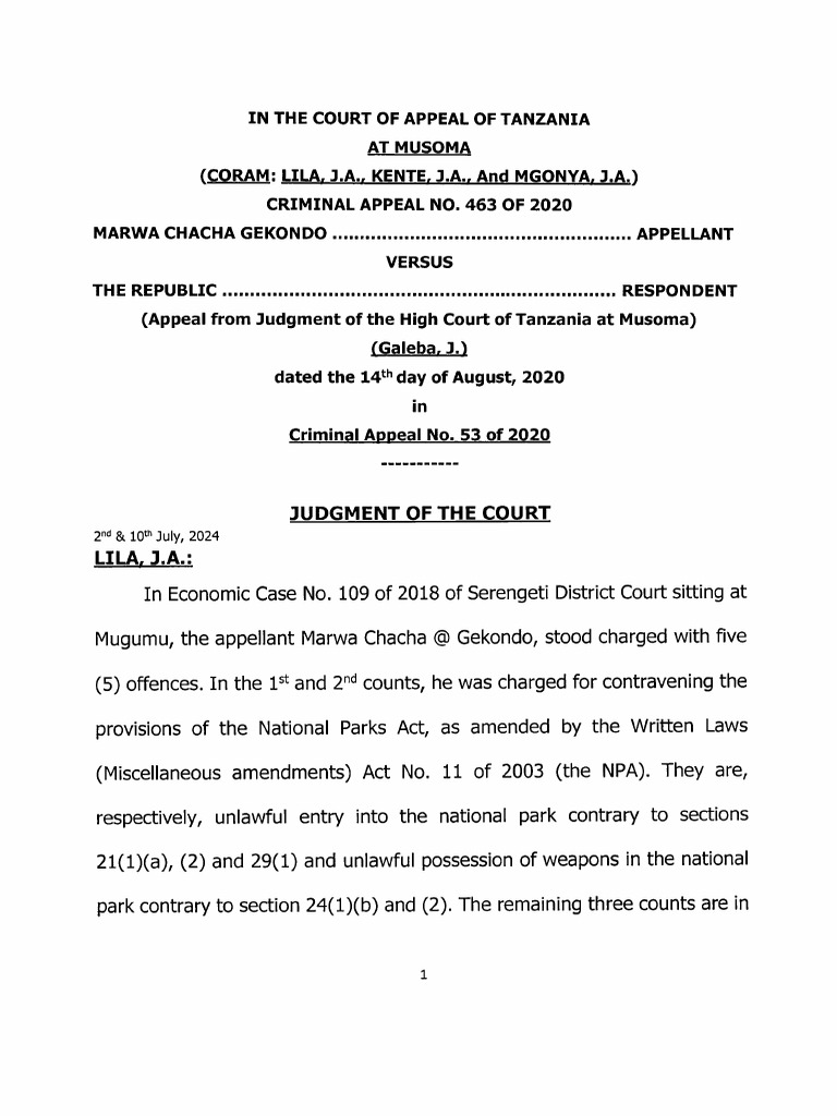 Appeal of Marwa Chacha Gekondo | PDF | Appeal | Prosecutor